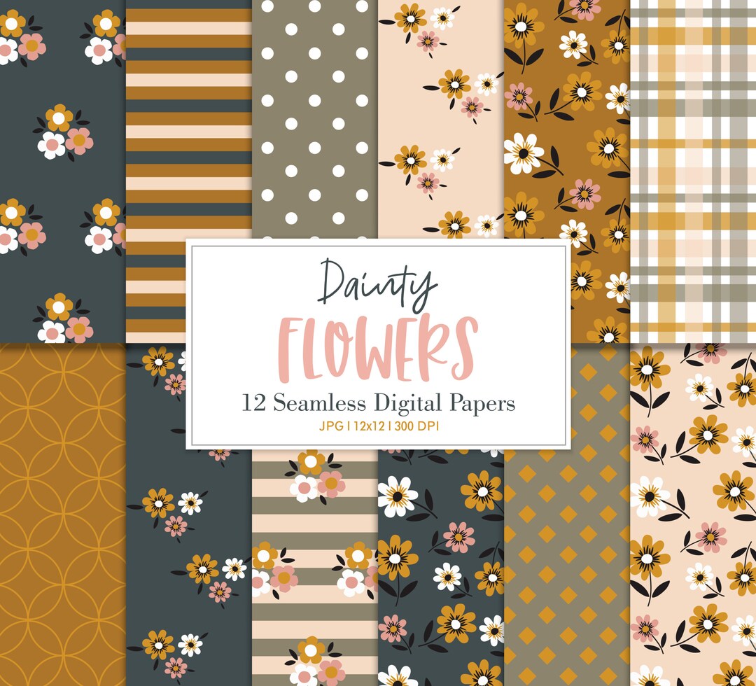 DAINTY FLOWERS, Floral Brown Seamless Repeat Pattern Background ...
