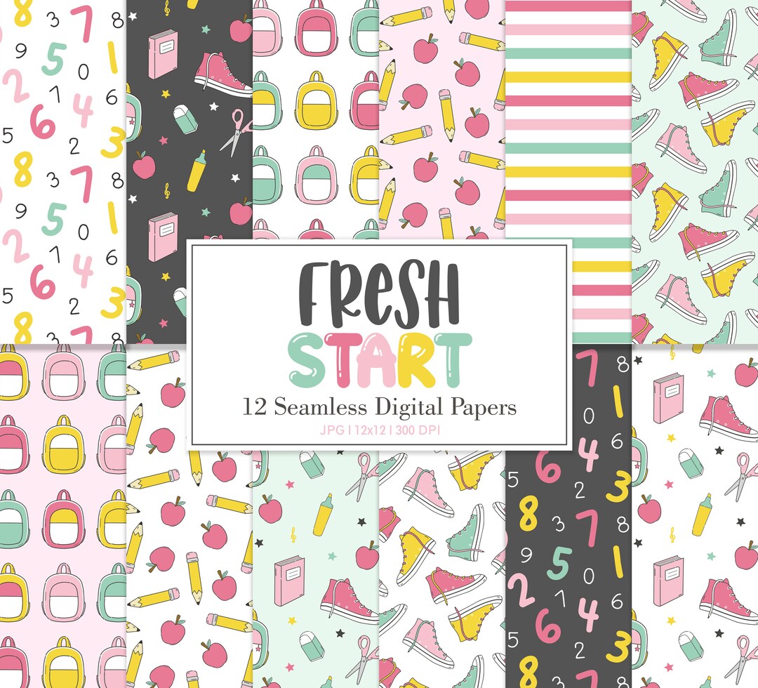 FRESH START, School Education Teacher Educator Seamless Repeat Pattern ...