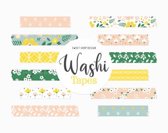 Digital Washi Tape Clipart PINK GARDEN FLORAL Graphics With - Etsy