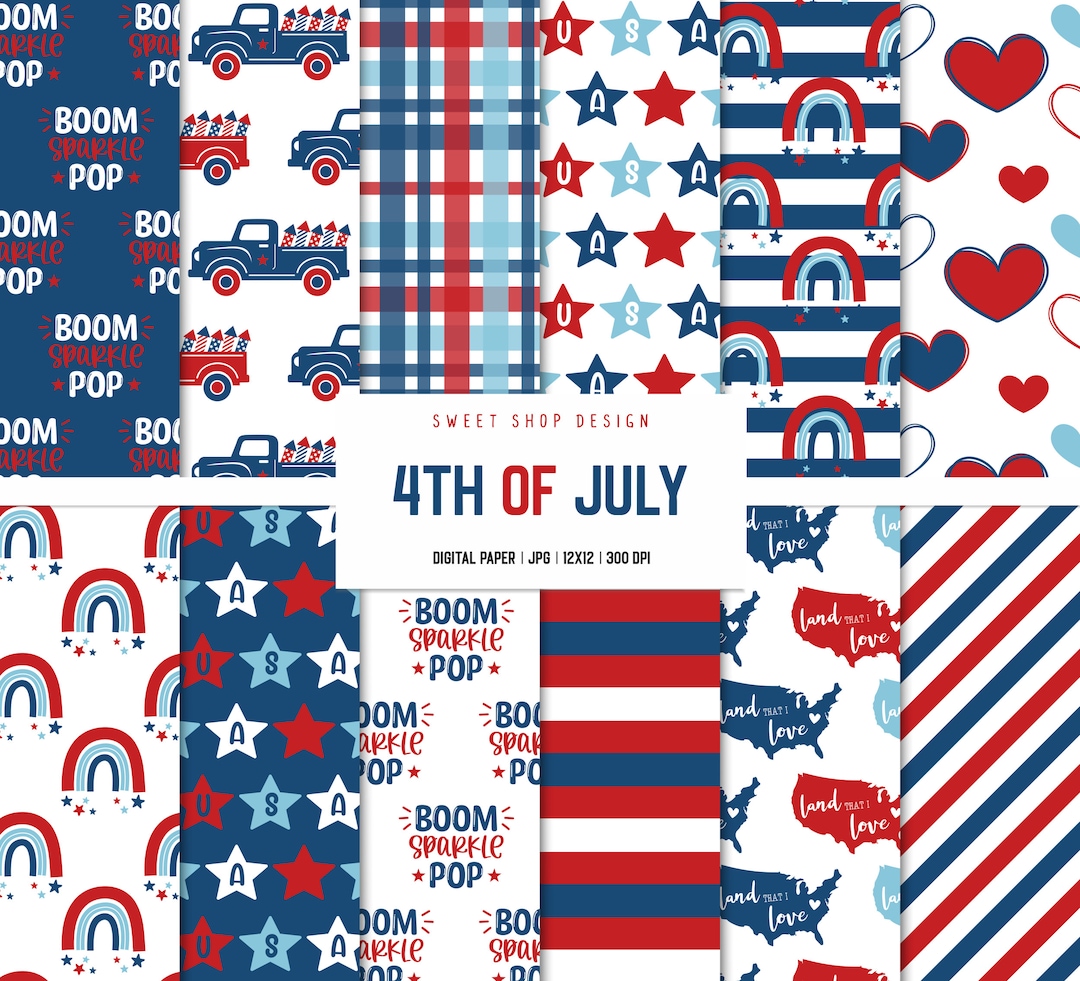 4TH OF JULY, Patriotic Stars and Stripes USA Flags Backgrounds ...