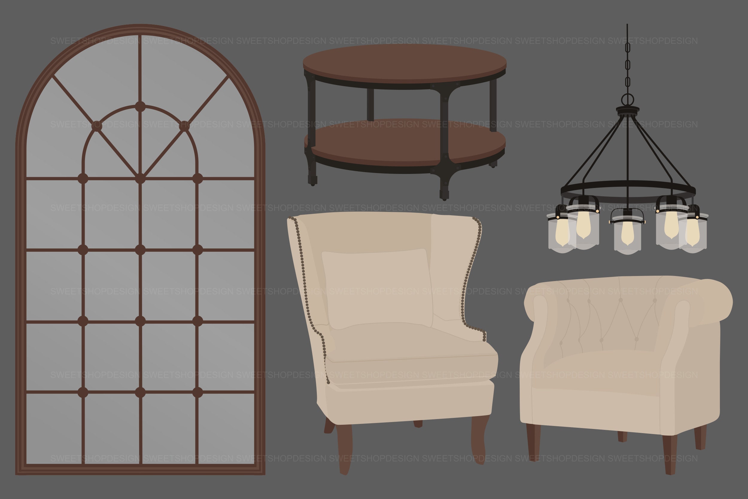 Home Decor Clip Art Set 2 Furniture Clipart Modern Farmhouse - Etsy