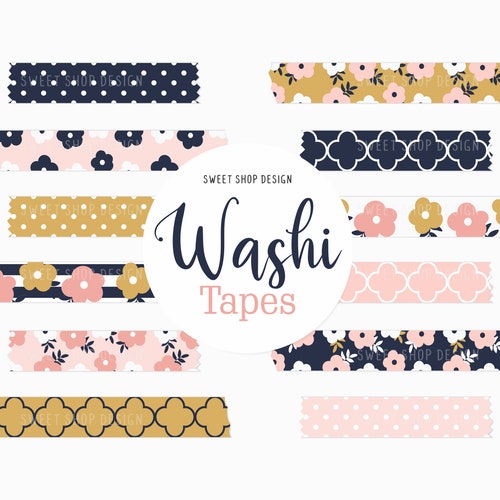 Digital Washi Tape Clipart ABSTRACT FLORAL Graphics With - Etsy