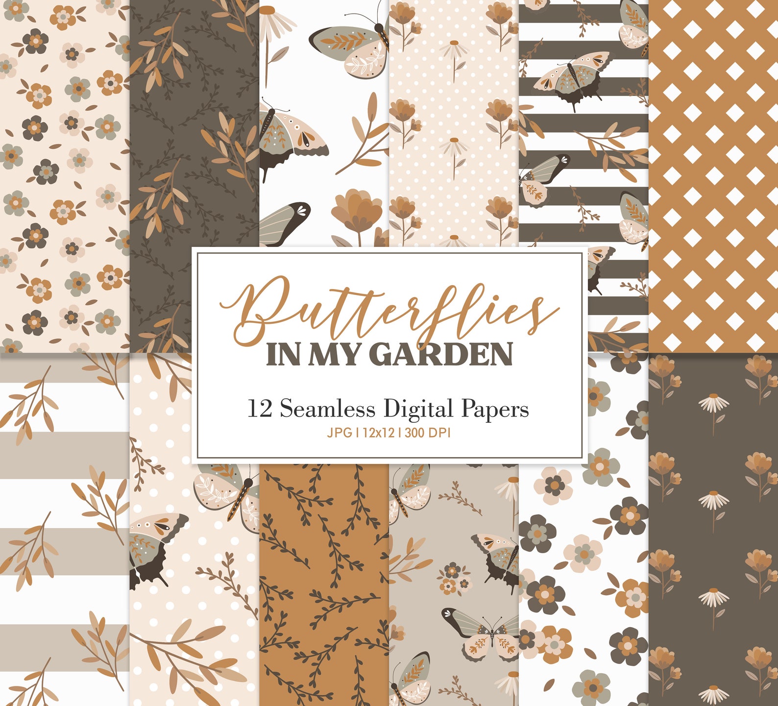 Butterflies in the Garden Boho Floral Butterfly Seamless - Etsy