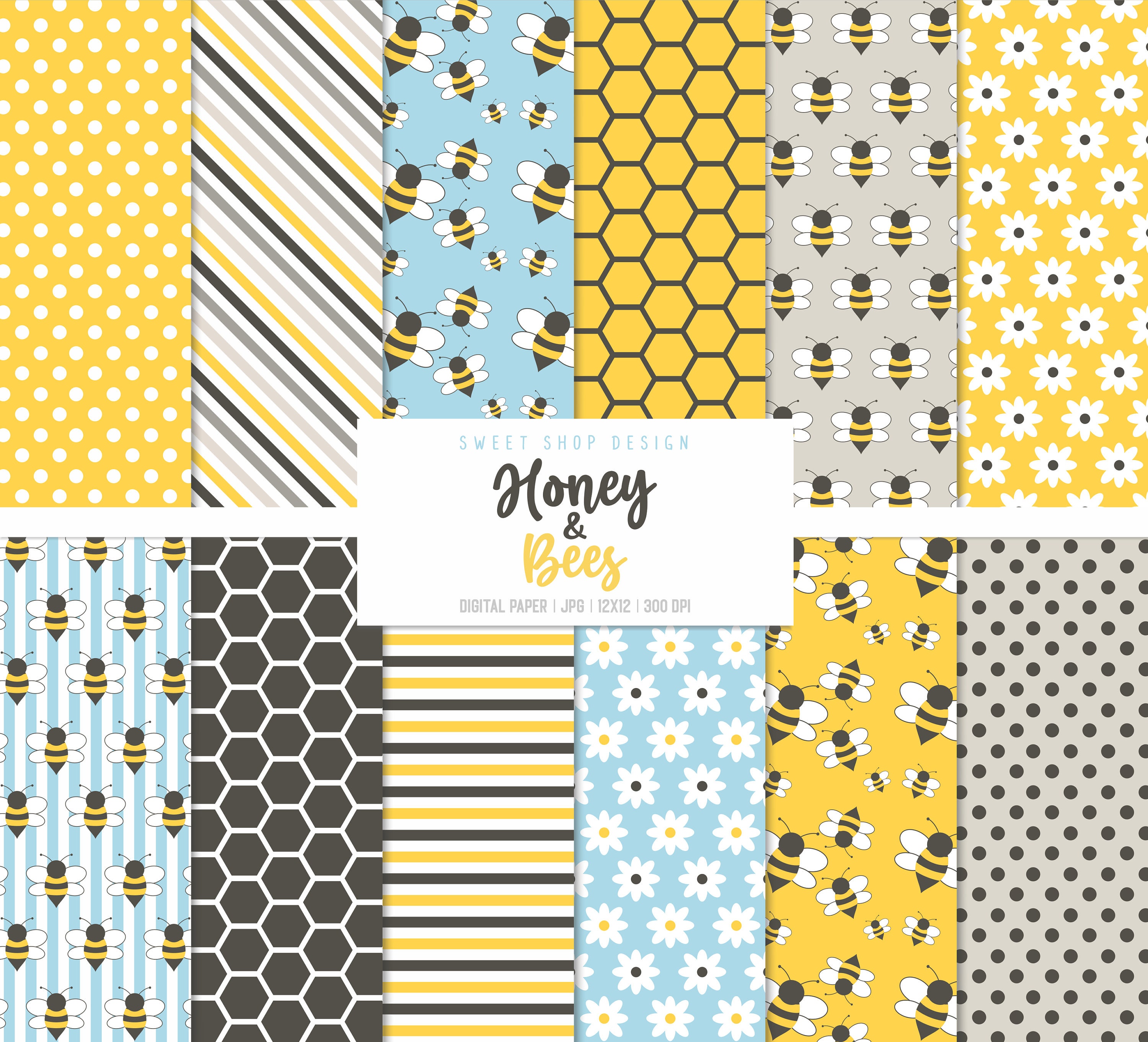 HONEY & BEES Backgrounds Printable Digital Papers - Etsy