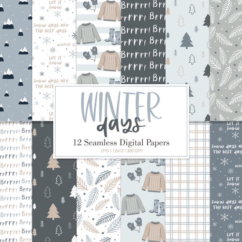 Winter Christmas Digital Paper Seamless Patterns - Etsy
