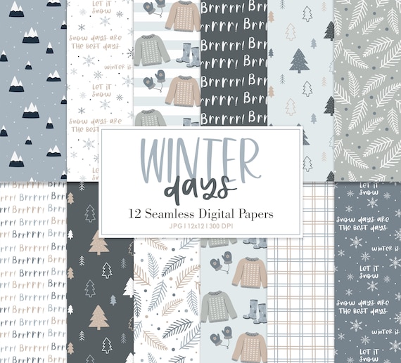 Printing & Printmaking Set of 12 Papers Christmas Seamless Pattern ...