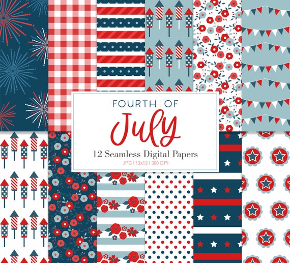 FOURTH OF JULY, 4th of July Patriotic Starts Stripes Seamless Repeat ...