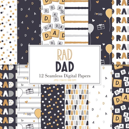 Fathers Day Digital Paper Best Dad Printable Seamless Patterns - Etsy