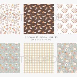 HAPPY EASTER, Bunny Easter Spring Seamless Repeat Pattern, Backgrounds ...