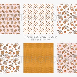PUMPKIN SPICE, Latte Drinks Seamless Repeat Pattern, Fall Backgrounds ...