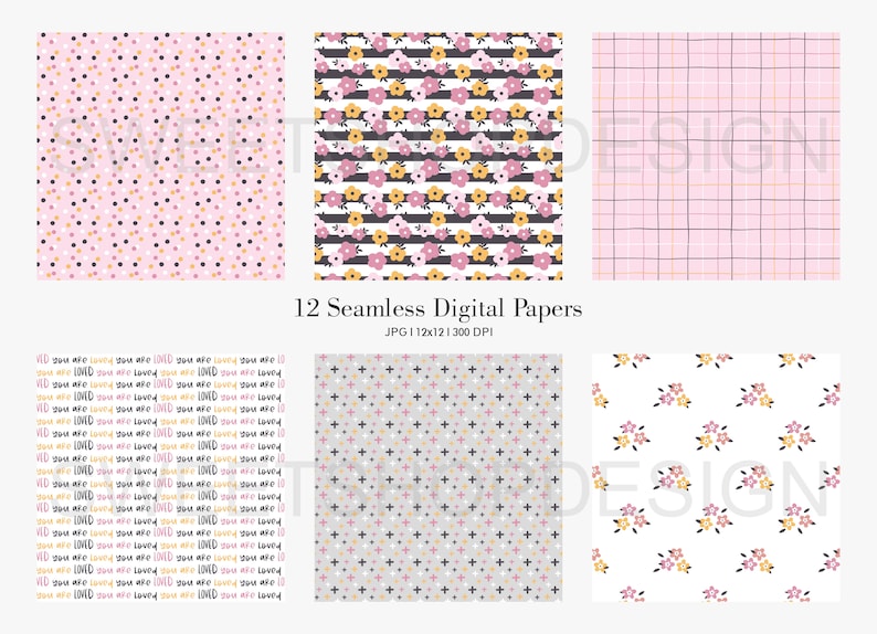 SUGAR AND SPICE, Floral Seamless Repeat Pattern, Backgrounds, Printable ...