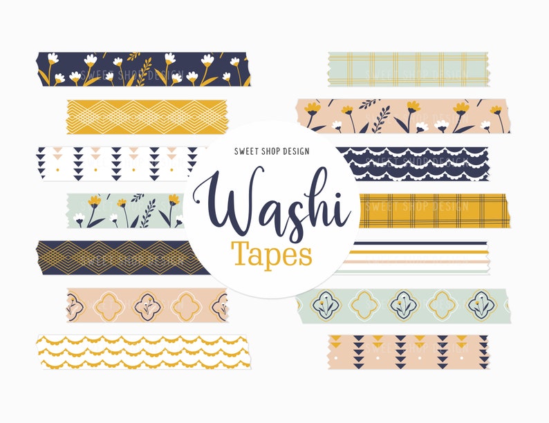 Digital Washi Tape Clipart BOHO FLORAL Graphics With Floral - Etsy