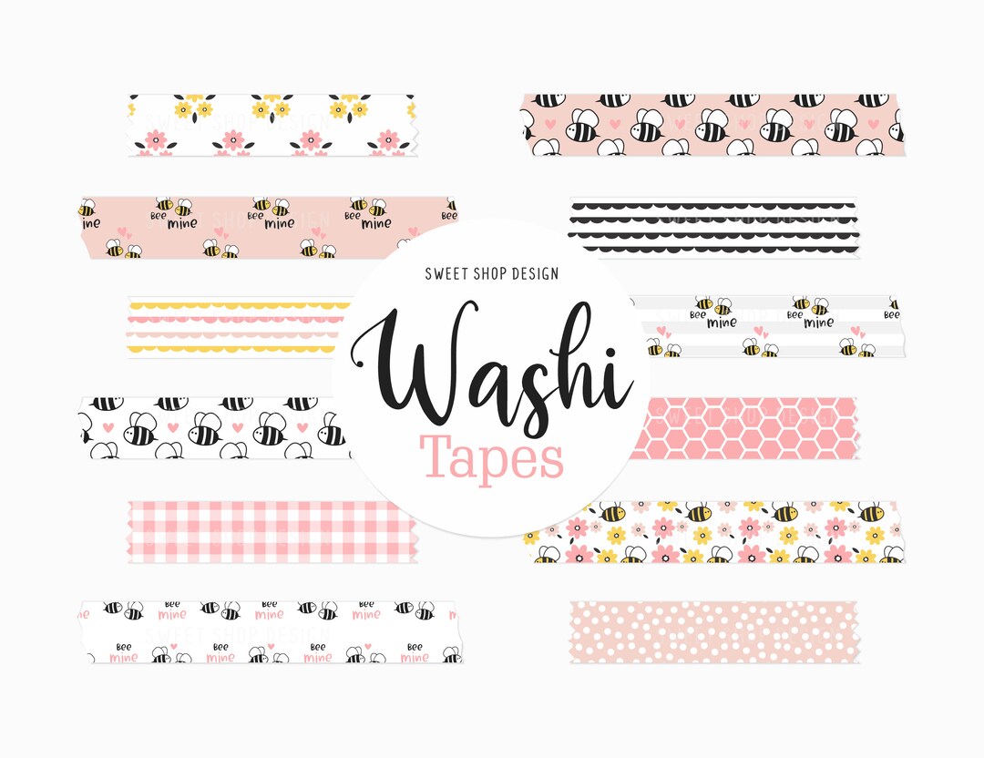 Digital Washi Tape Clipart, BEE MINE, Valentine for Digital Planner ...