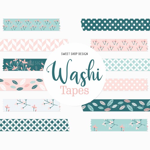 Digital Washi Tape Clipart SPRING GARDEN Graphics With Polka - Etsy