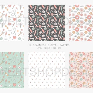 NURSE LIFE, Nurse Seamless Repeat Pattern, Retro Healthcare, Medical ...