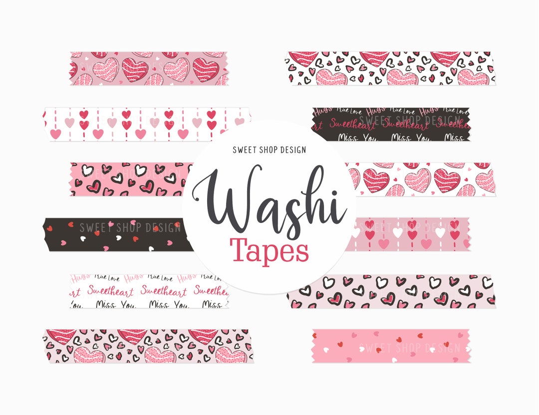 Digital Washi Tape Clipart SWEET HEARTS, Graphics With Valentine Hearts ...