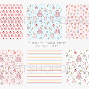 BACK TO SCHOOL, School Education Teacher Educator Retro Seamless ...