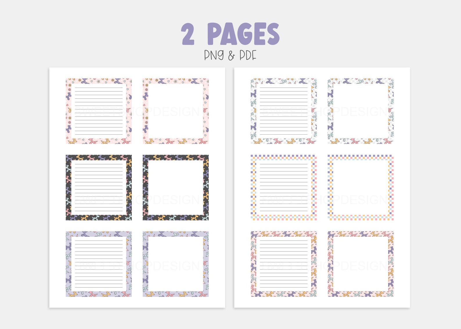 RETRO DOGS, Printable Notepad Template, Nursery Retro Design, Memo ...