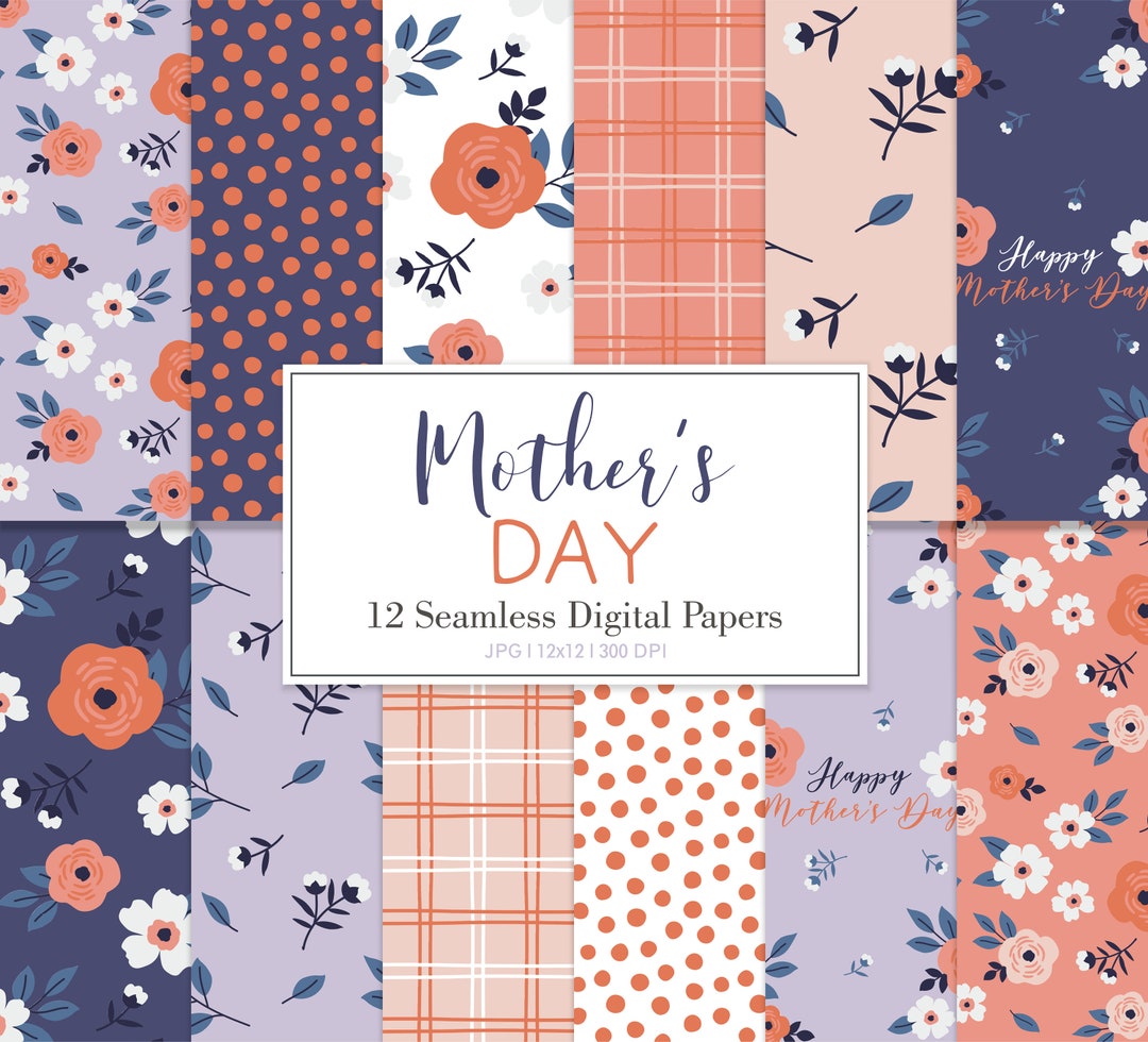 Happy Mother's Day, Floral Mom Digital Seamless Repeat Pattern ...