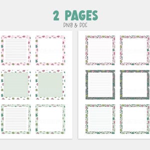 Lots of Luck Printable Square Notepad Template, Irish Shamrock Four Leaf Clover Retro Hand Drawn ...
