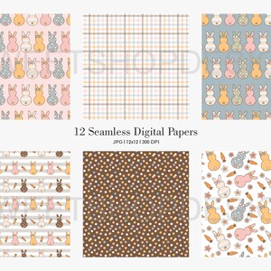 SPRING BUNNIES, Bunny Easter Spring Seamless Repeat Pattern, Retro ...