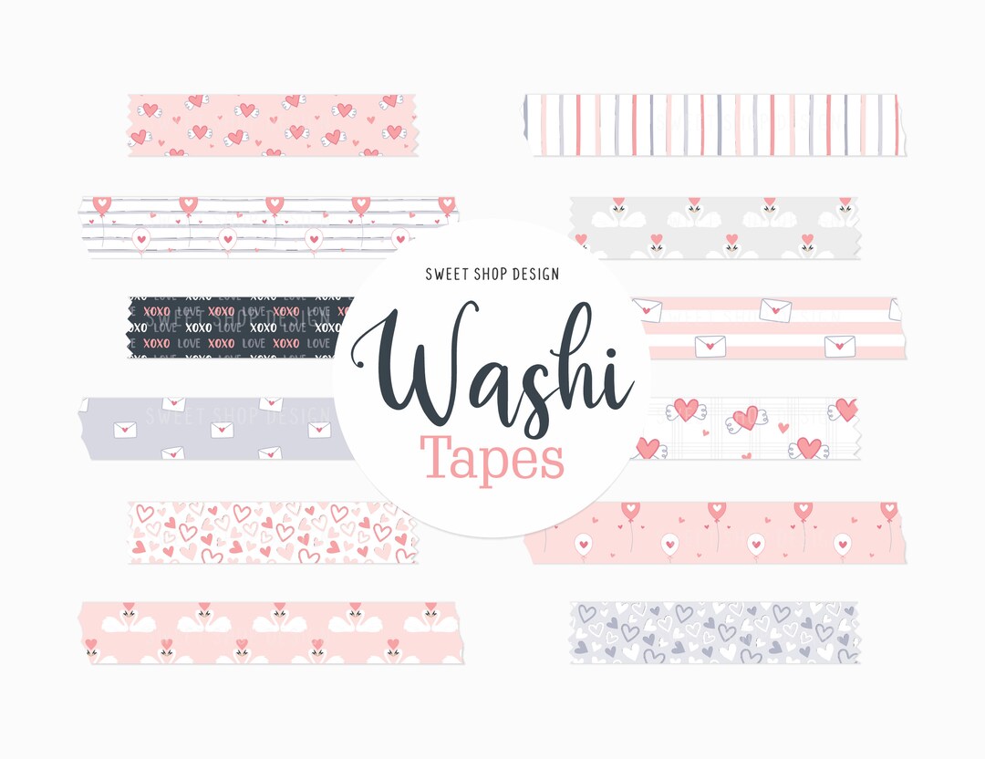 Digital Washi Tape Clipart CELEBRATE LOVE, Heart Valentine Graphics for ...