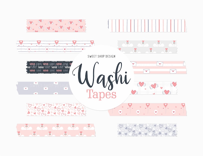 Digital Washi Tape Clipart Celebrate Love Graphics With | Etsy