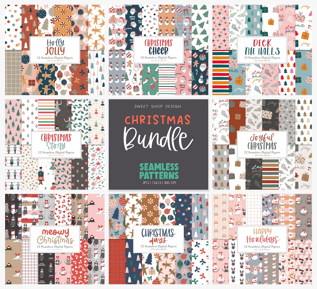 Seamless Patterns Bundle Vol 2, Christmas Patterns, Backgrounds ...
