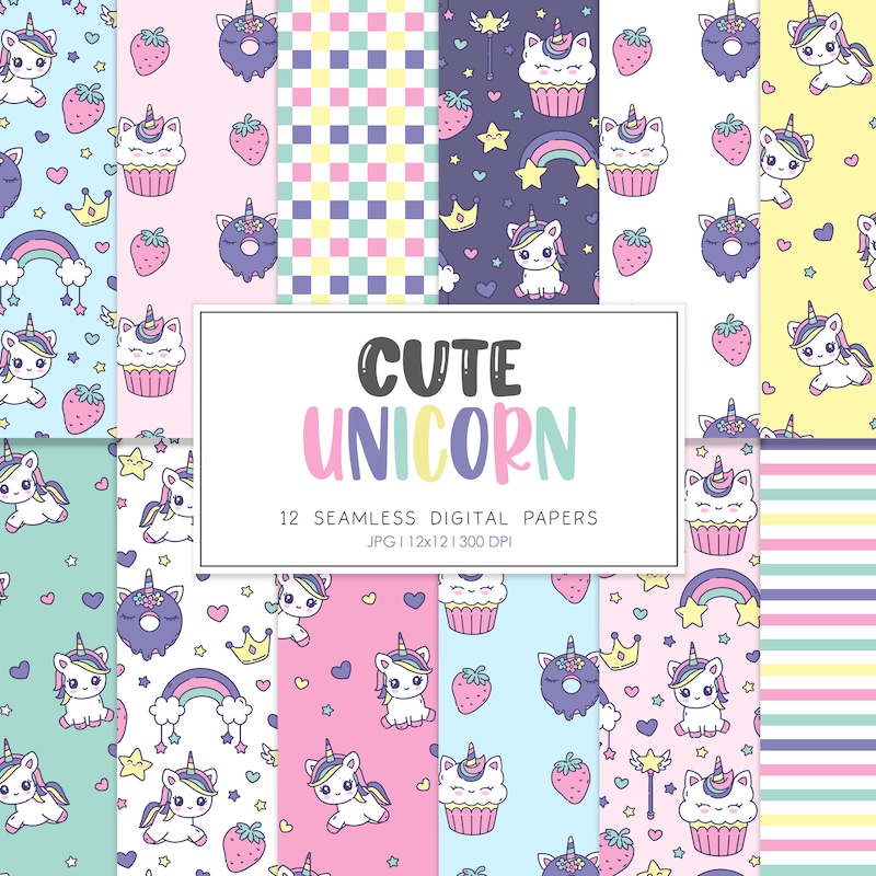 Unicorn Digital Paper - Etsy