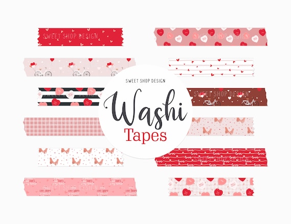 Digital Washi Tape Clipart Love Story Graphics With Valentine | Etsy