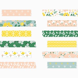 Digital Washi Tape Clipart YELLOW PINK FLORAL, Graphics With Floral ...