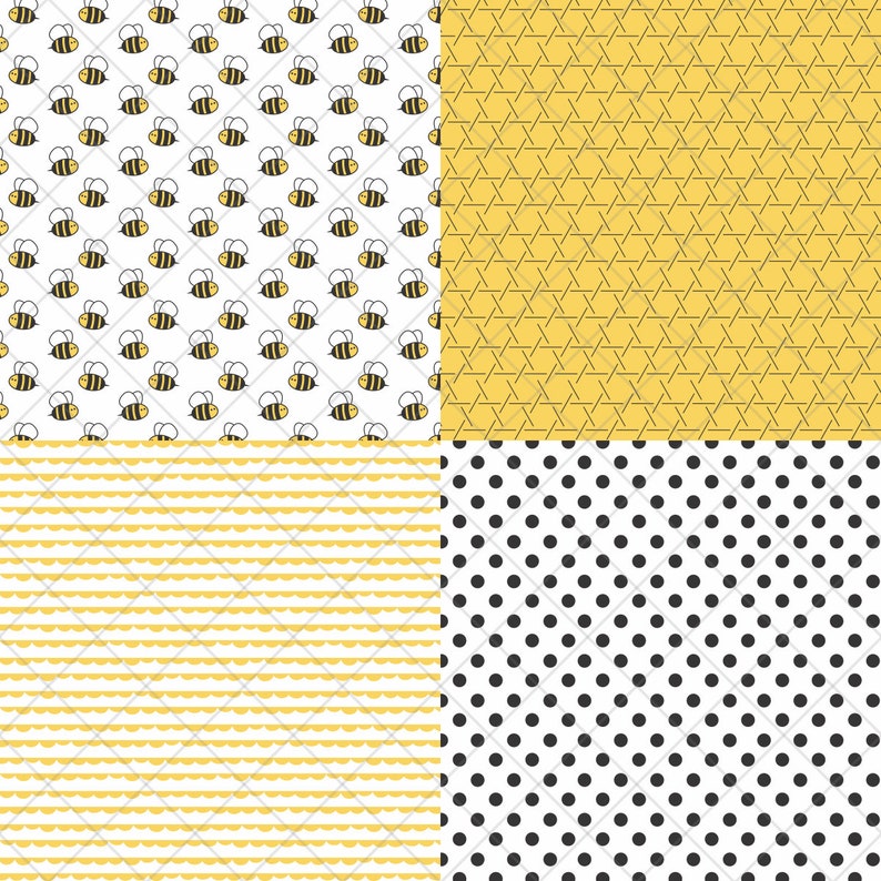 BUMBLE BEES Bees Floral Geometric Backgrounds Printable - Etsy