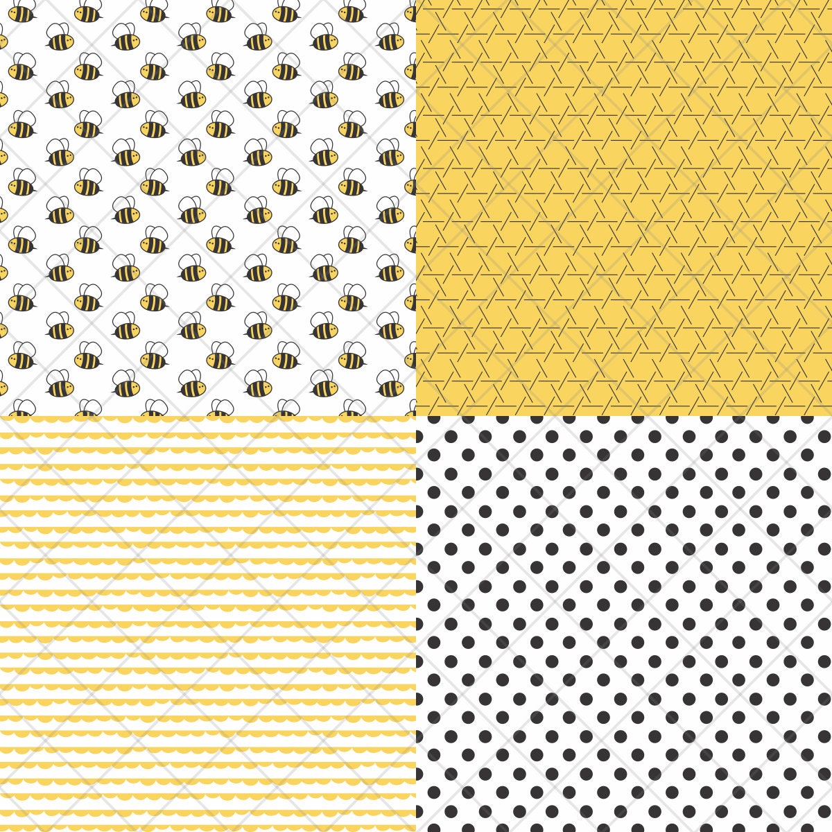 BUMBLE BEES Bees Floral Geometric Backgrounds Printable - Etsy