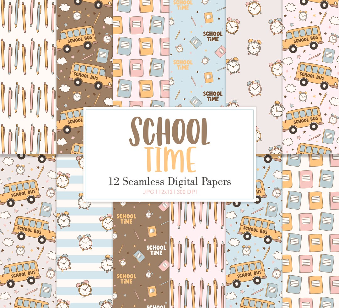 SCHOOL TIME, School Education Teacher Educator Seamless Pattern ...