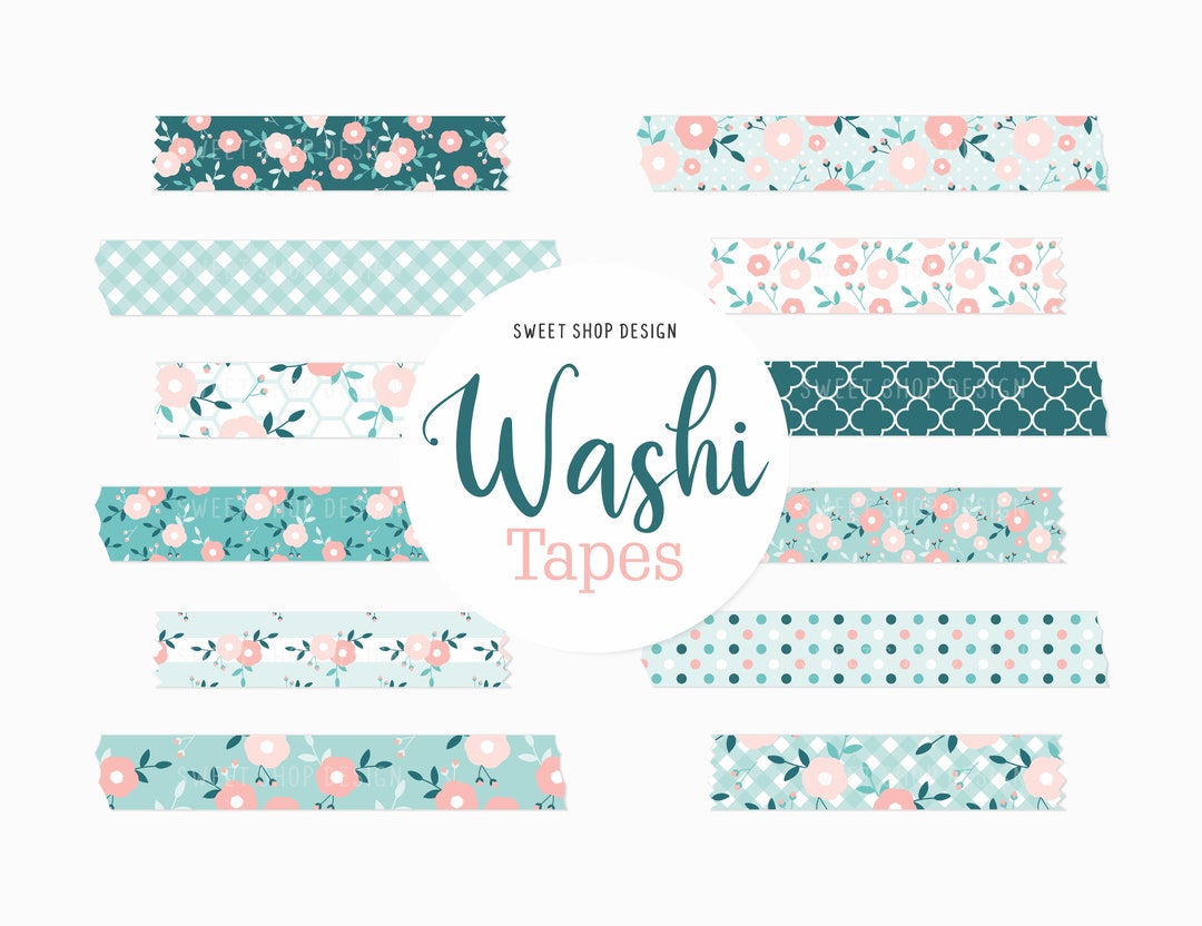 Digital Washi Tape Clipart LITTLE FLOWERS, Graphics With Floral Polka ...