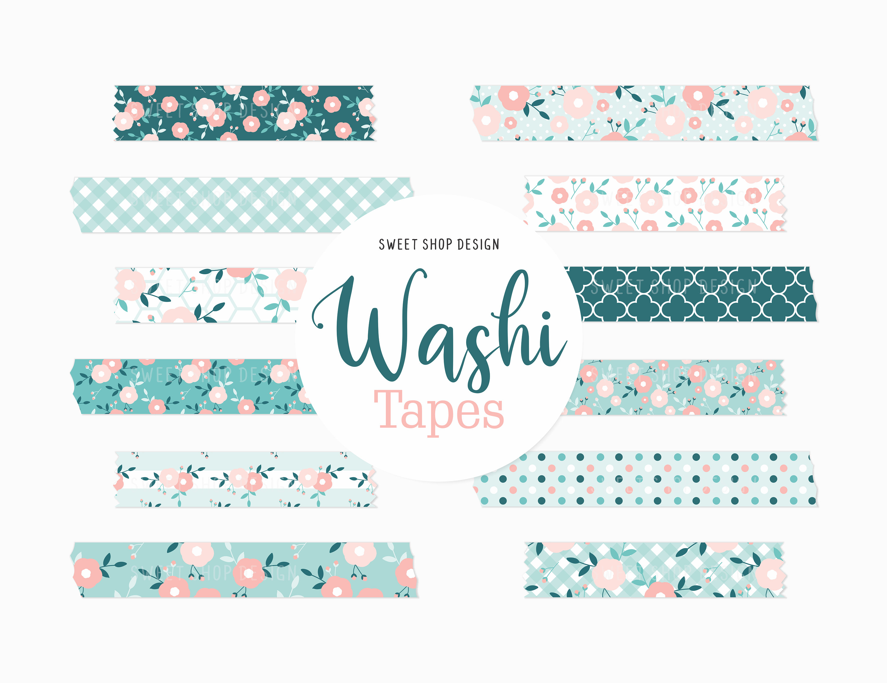 Digital Washi Tape Clipart LITTLE FLOWERS Graphics With - Etsy