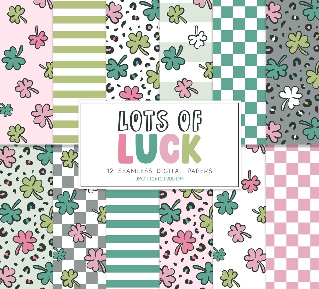 LOTS OF LUCK, Shamrock Seamless Repeat Pattern, St Patrick's Day ...