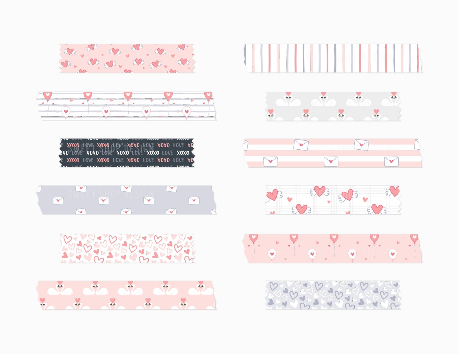 Digital Washi Tape Clipart Celebrate Love Graphics With | Etsy