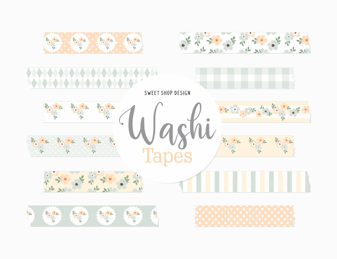 Digital Washi Tape Clipart DEAR PERIWINKLE, Graphics With Floral ...