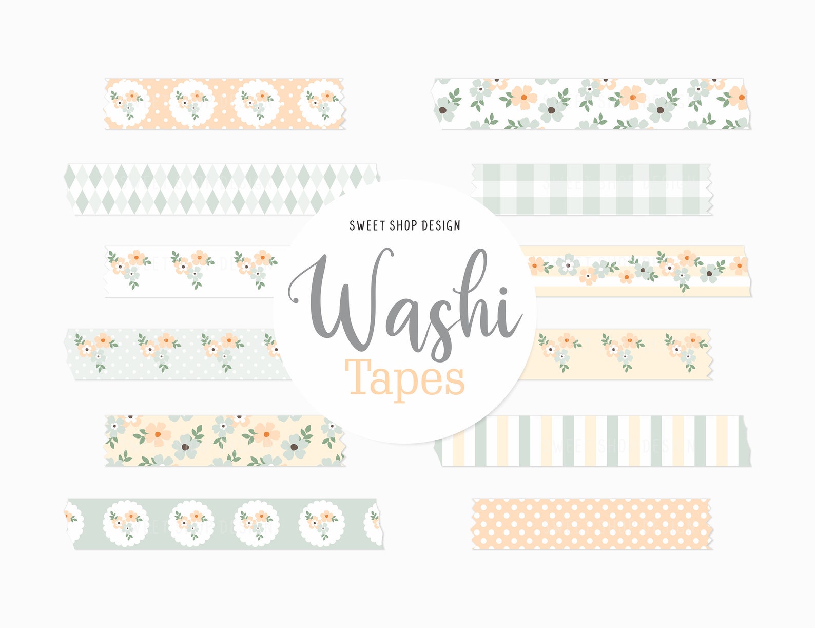 Digital Washi Tape Clipart DEAR PERIWINKLE Graphics With | Etsy