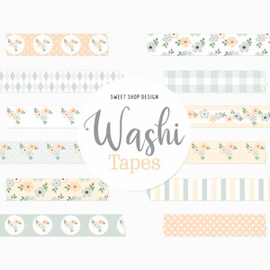 Digital Washi Tape Clipart DEAR PERIWINKLE, Graphics With Floral ...