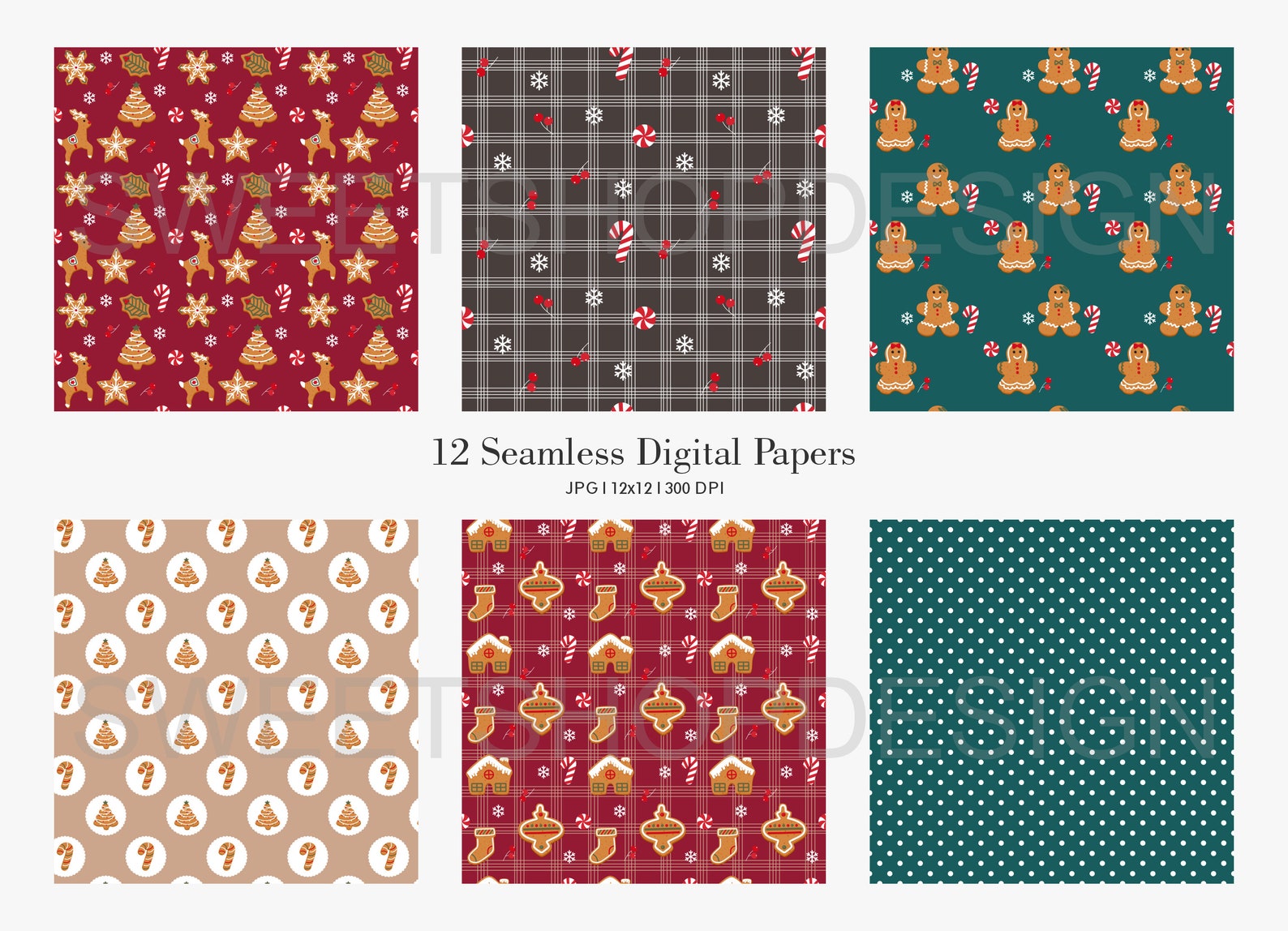 CHRISTMAS GINGERBREAD, Gingerbread Cookies Seamless Repeat Pattern ...