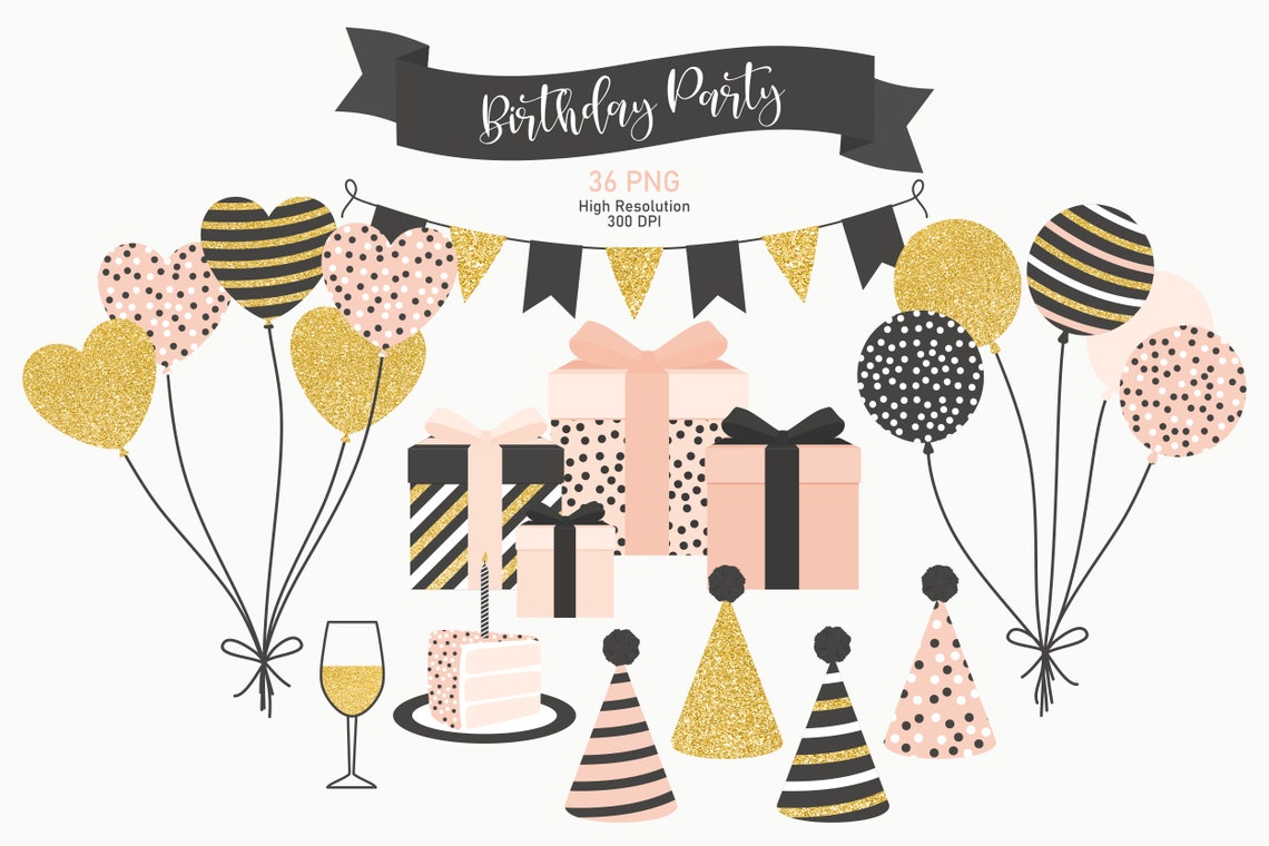 Birthday Party Clipart Birthday Party Graphics Food Clipart | Etsy