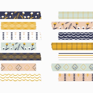Digital Washi Tape Clipart BOHO FLORAL, Graphics With Floral Stripes ...