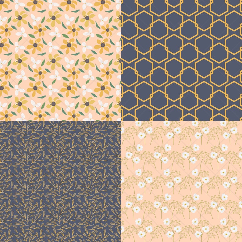PRETTY WILD FLOWERS, Wildflowers Floral Geometric Backgrounds ...