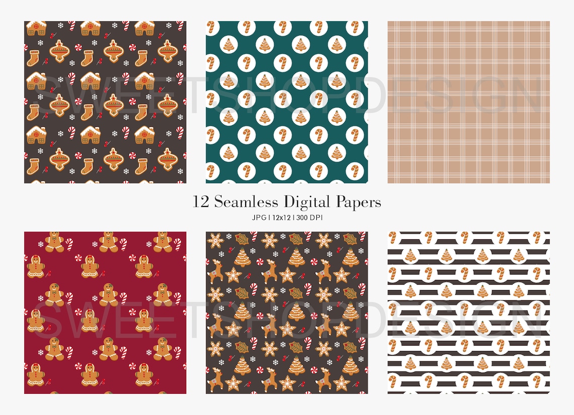 CHRISTMAS GINGERBREAD, Gingerbread Cookies Seamless Repeat Pattern ...