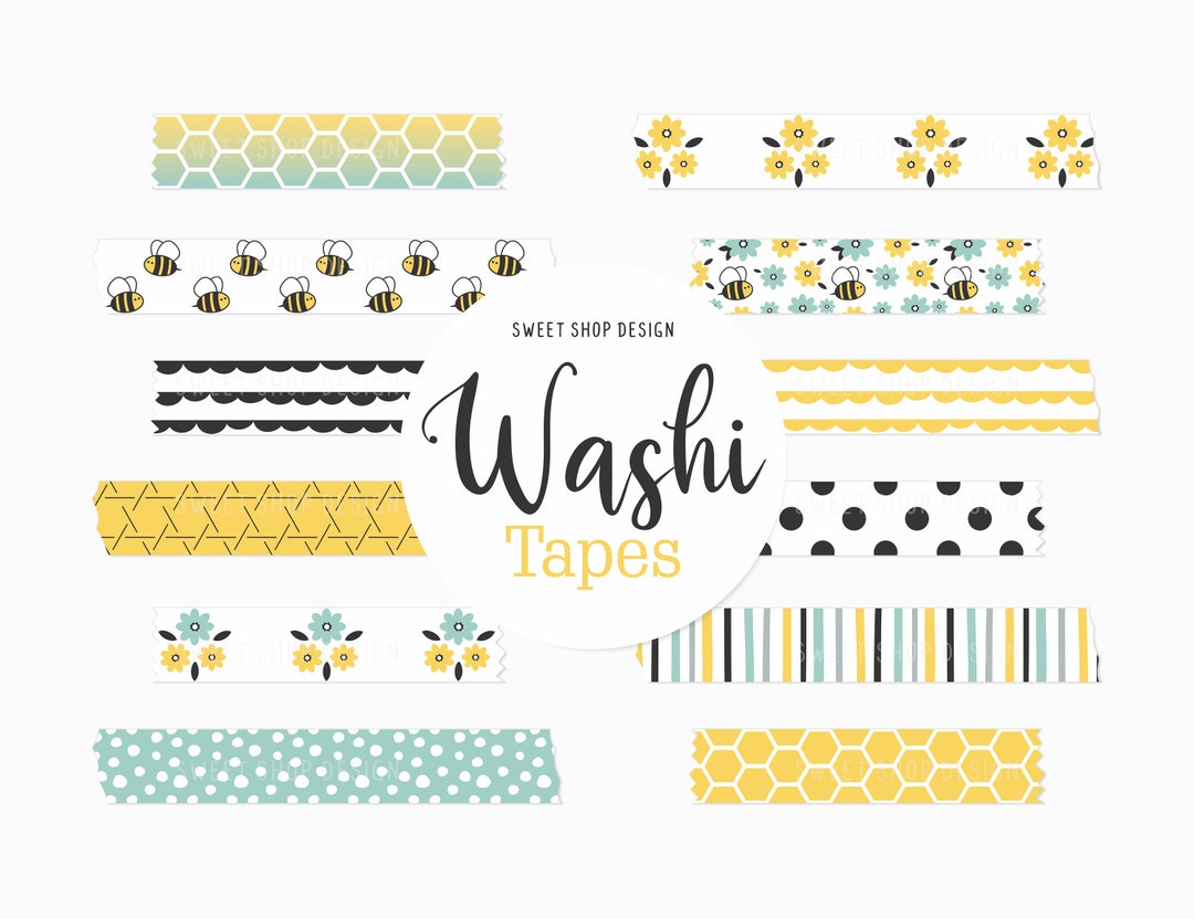 Digital Washi Tape Clipart BUMBLE BEES, Graphics With Bees Floral ...