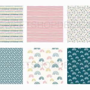 BOHO RAINBOWS, Rainbow Clouds Geometric Backgrounds, Printable Digital ...