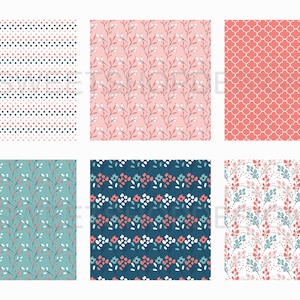 BRIGHT FLORALS, Floral Geometric Backgrounds, Printable Digital Paper ...