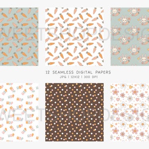 HAPPY EASTER, Bunny Easter Spring Seamless Repeat Pattern, Backgrounds ...
